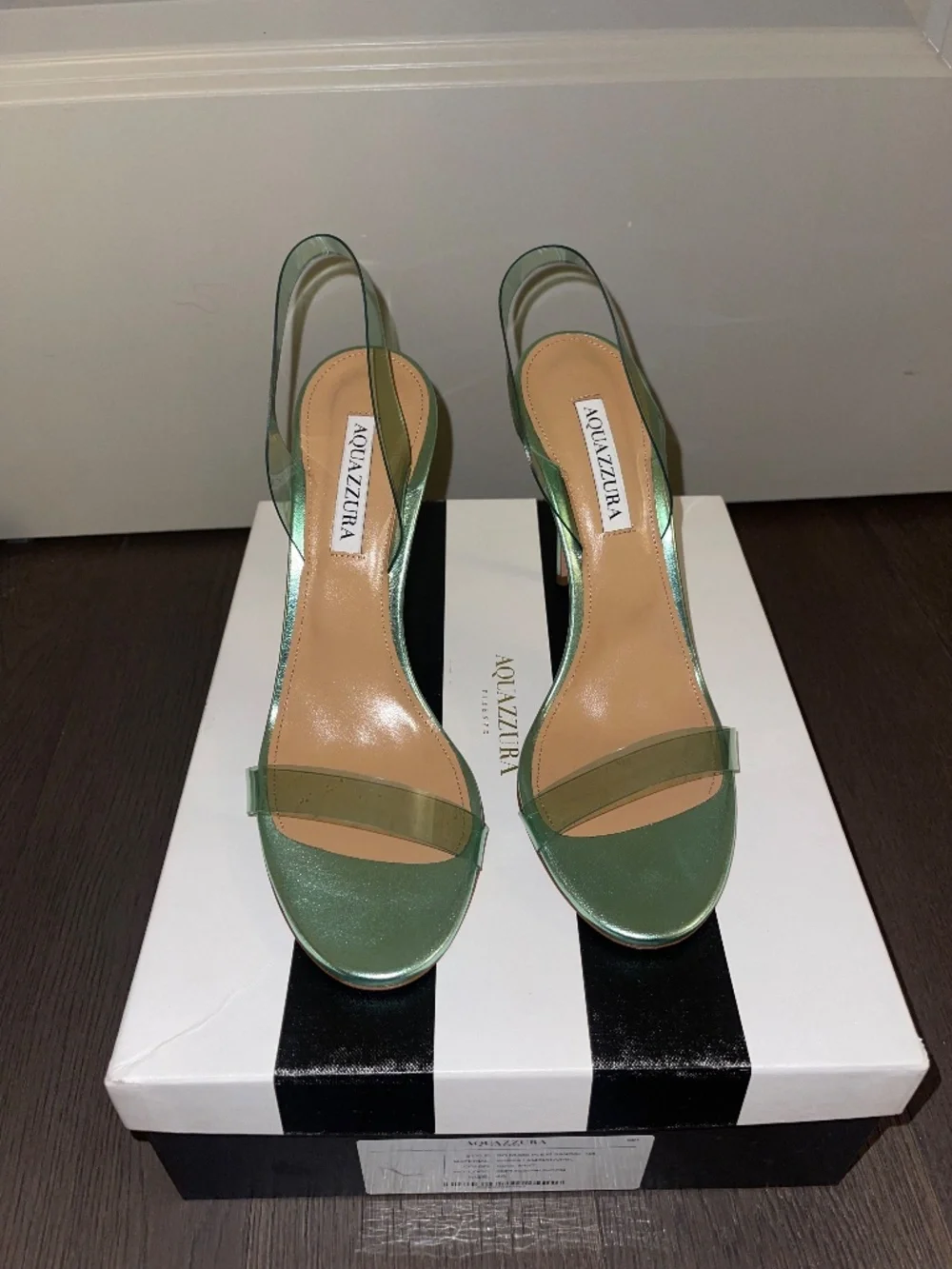 Aquazzura | Shoes | Aquazurra So Nude Plexi Sandal 5 Nappa Laminatapvc ...